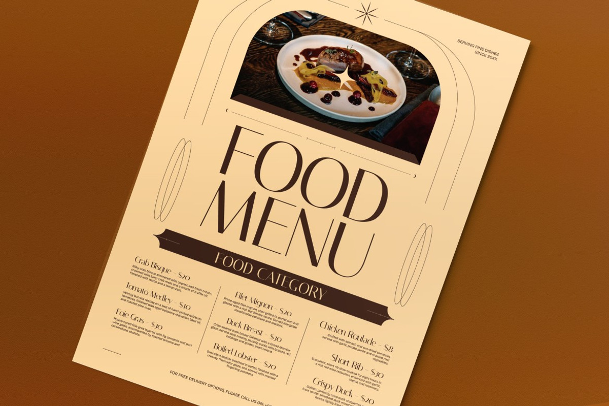 Fine Dining Food Menu, a Flyer Template by graphicook