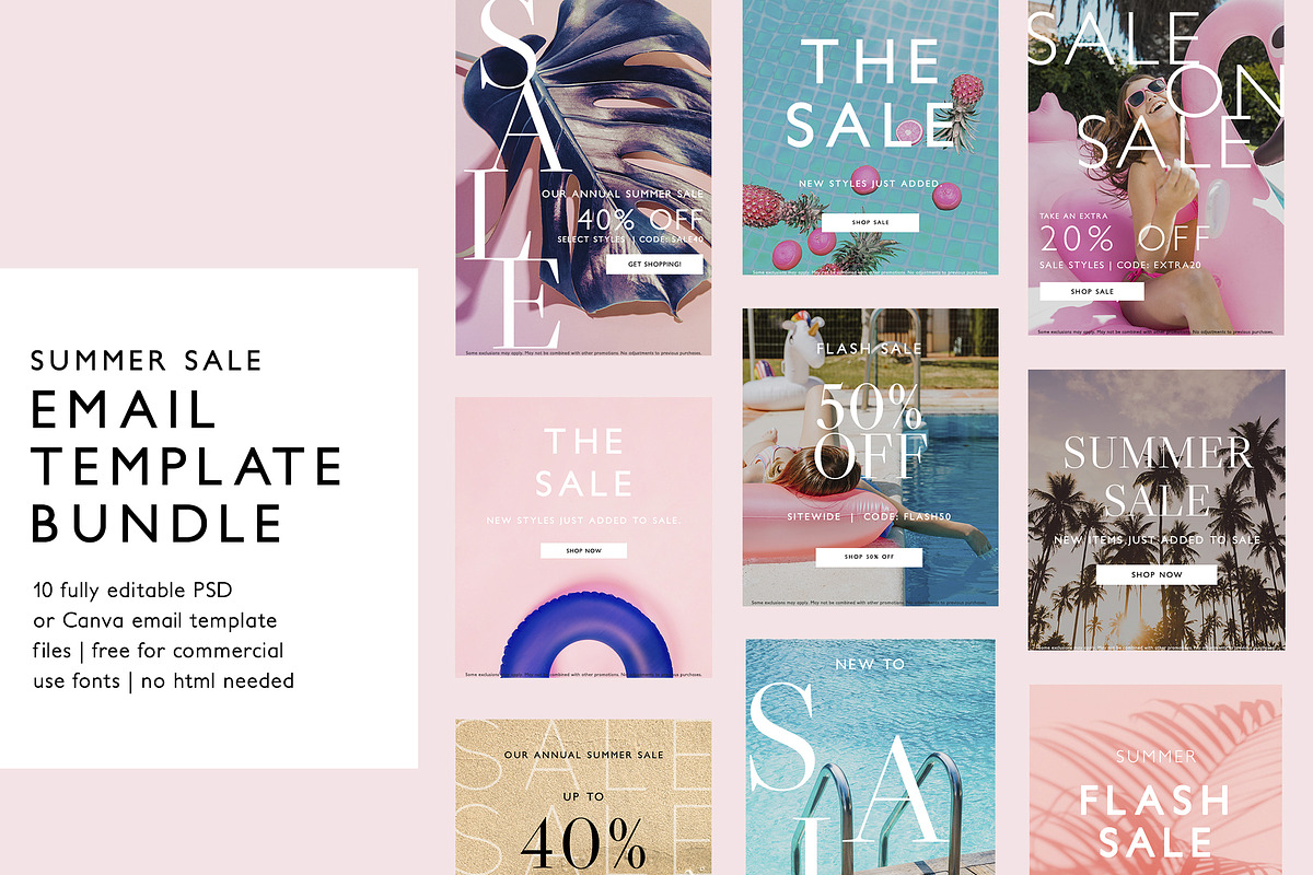 Summer Sale Email Bundle PSD Canva, an Email Template by ...