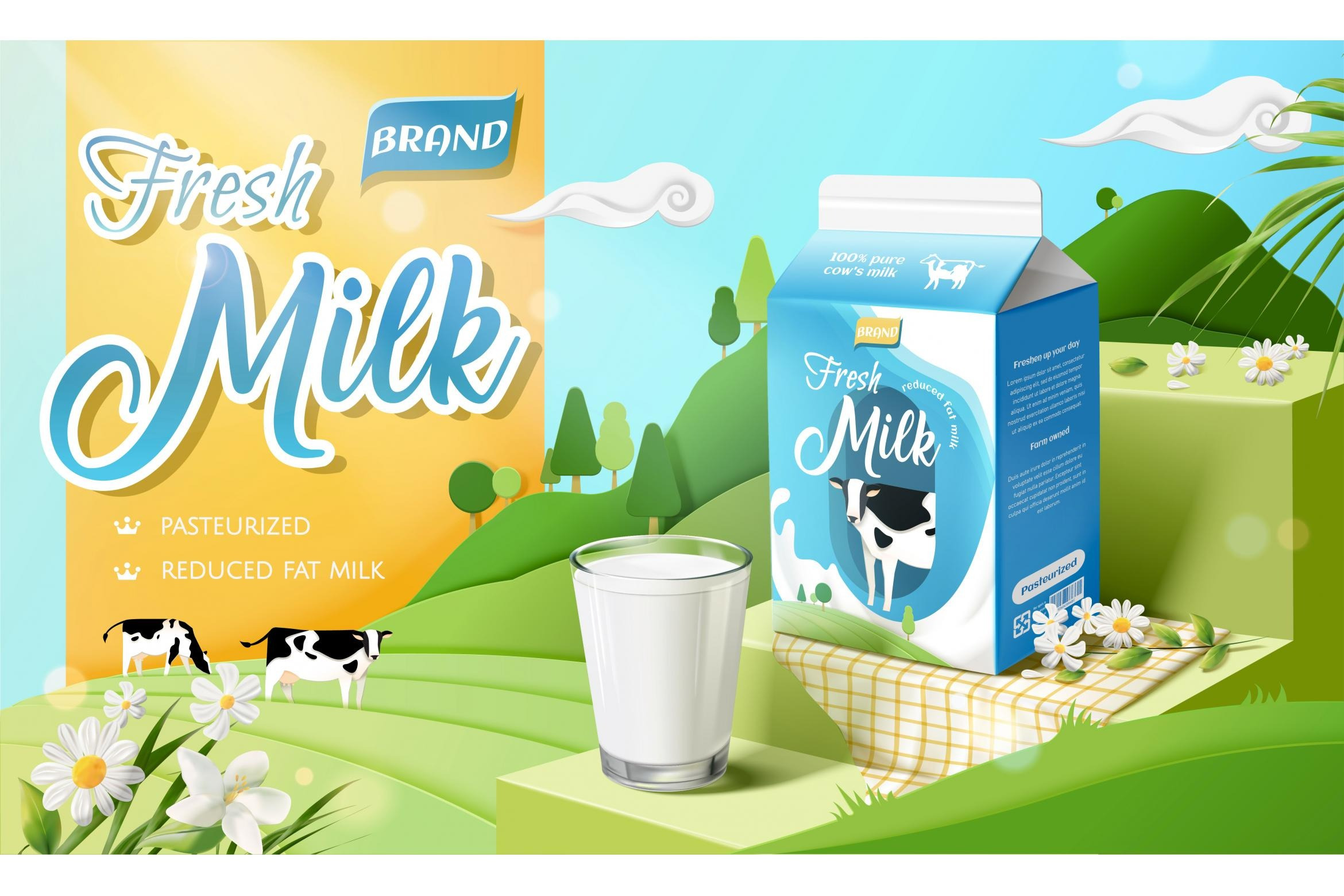 Fresh farm owned milk ad template, a Flyer Template by TotallypicRF