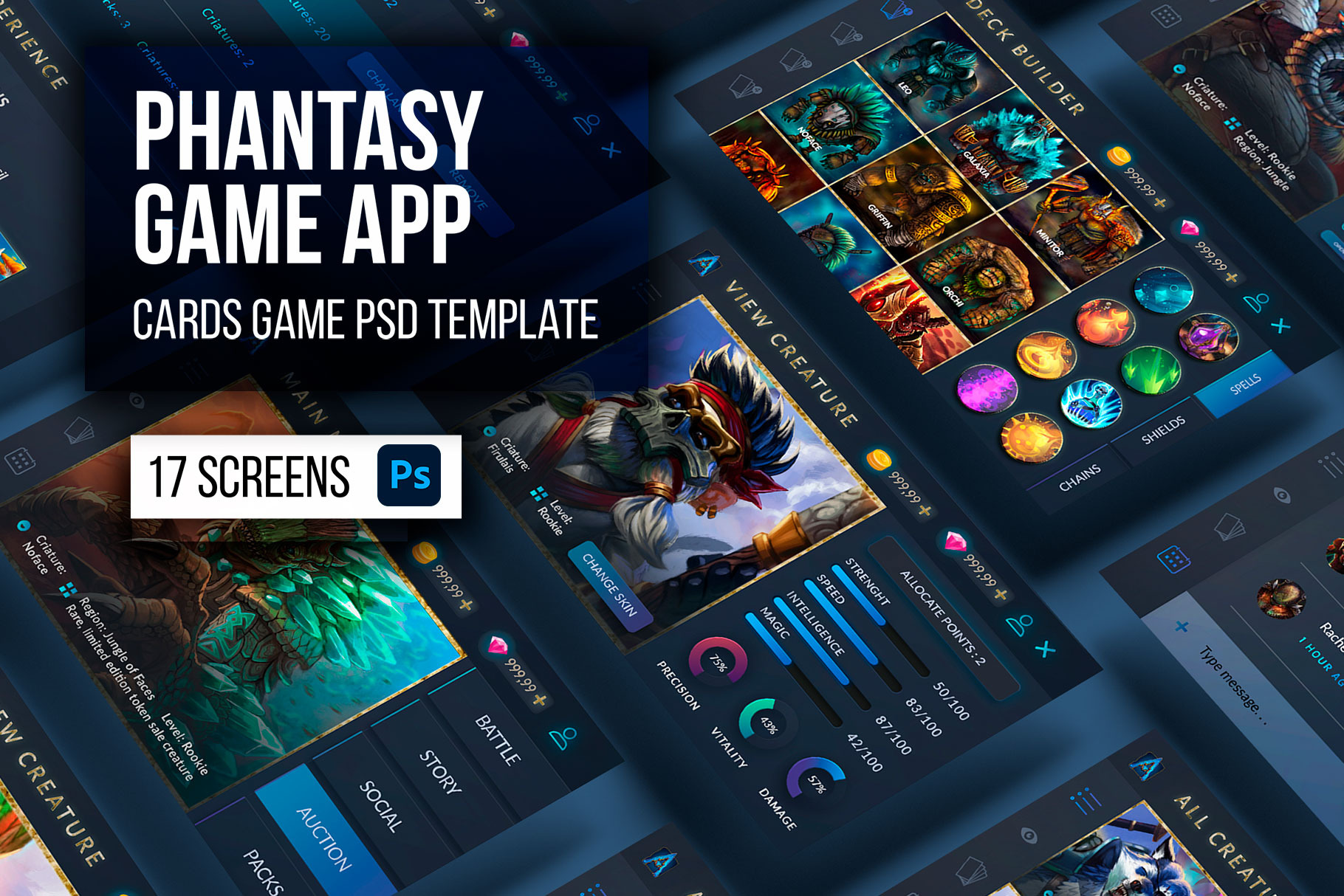 Phantasy Dark Cards Game App Template