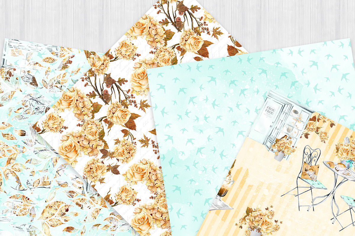 Coffee Digital Paper Pack Paris Cafe, a Pattern Graphic by Frou Fou Craft