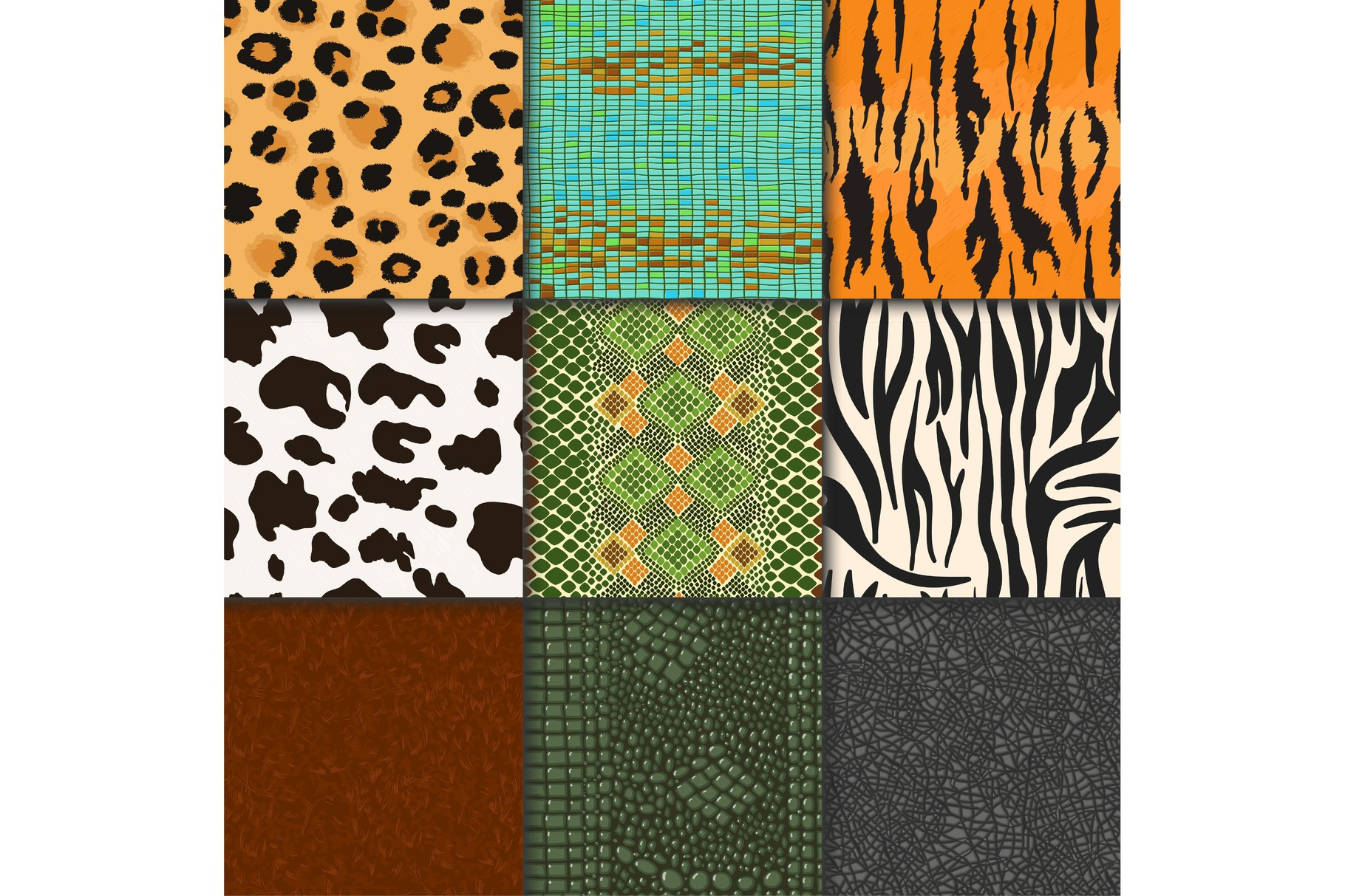 Animal skins vector pattern seamless animalistic skinny textured ...