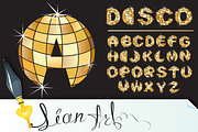 Gold disco ball letters - alphabet, an Illustration by Lian-art