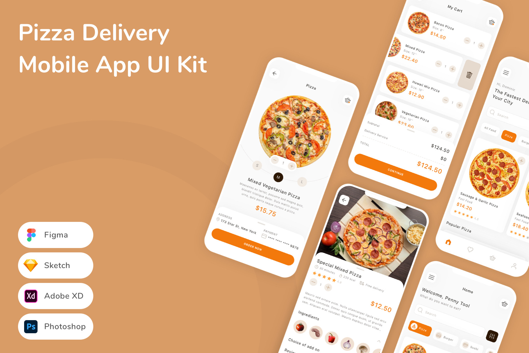 Pizza Delivery Mobile App UI Kit, an UI Kit Template by Betush