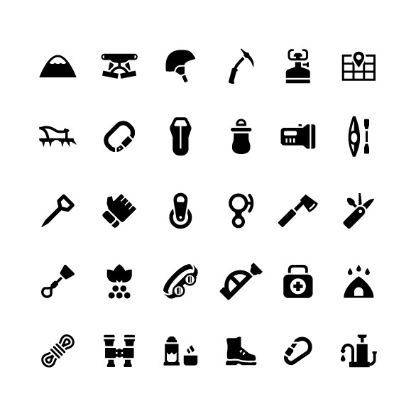 Set icons of camping and mountaineer, an Icon by motorama | Creative Market