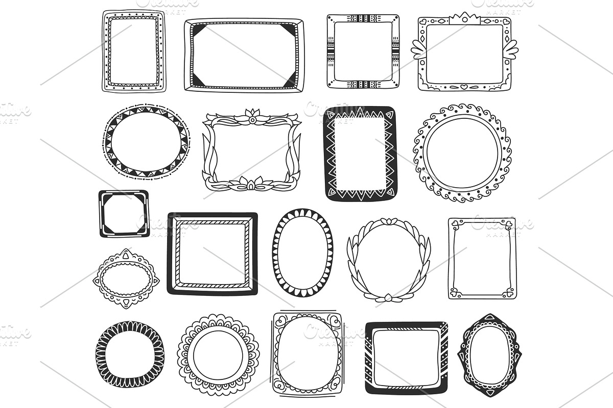 Hand drawn photo frames, picture, a Decorative Illustration by Frogella
