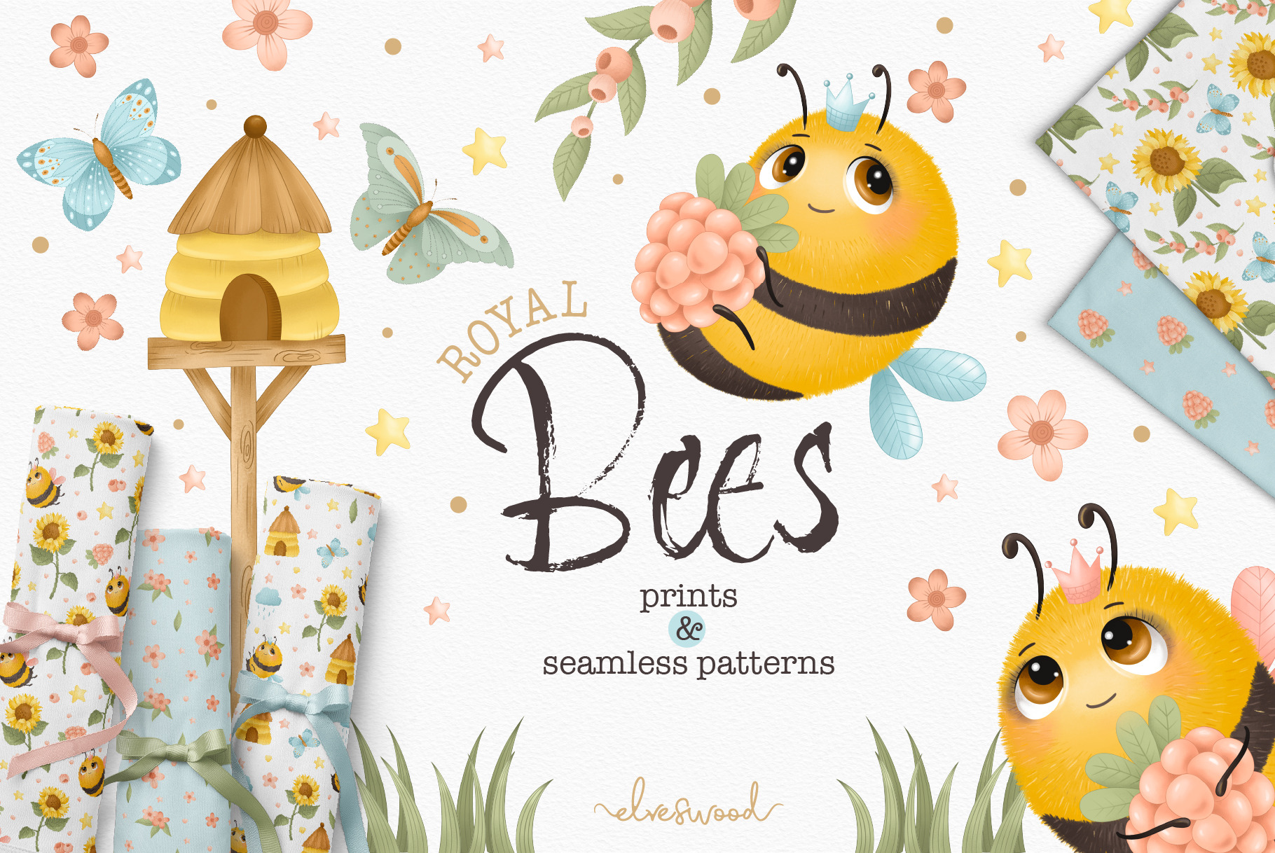 Royal Bees, an Animal Illustration by elweswood