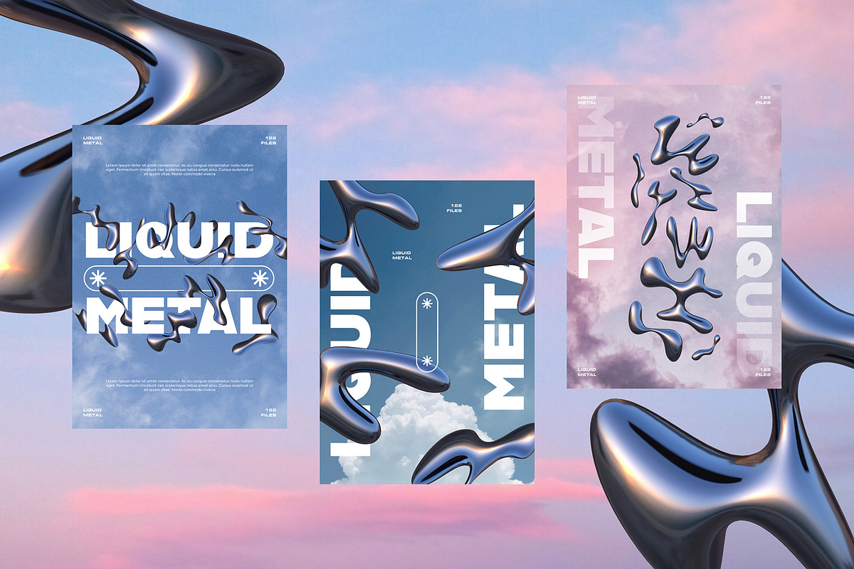 3D Liquid Metal - 122 illustrations, an Object Graphic by assetpro.design