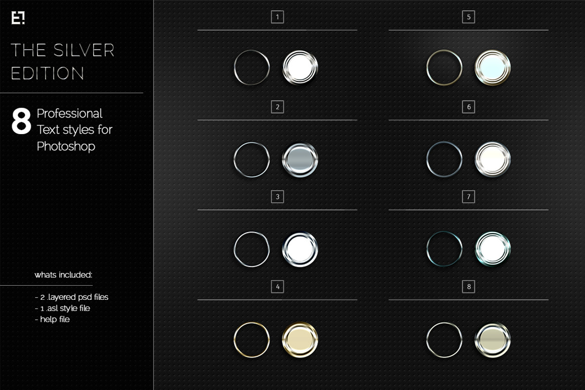 Silver Photoshop Layer Styles, a Layer Style Add-On by Egotype