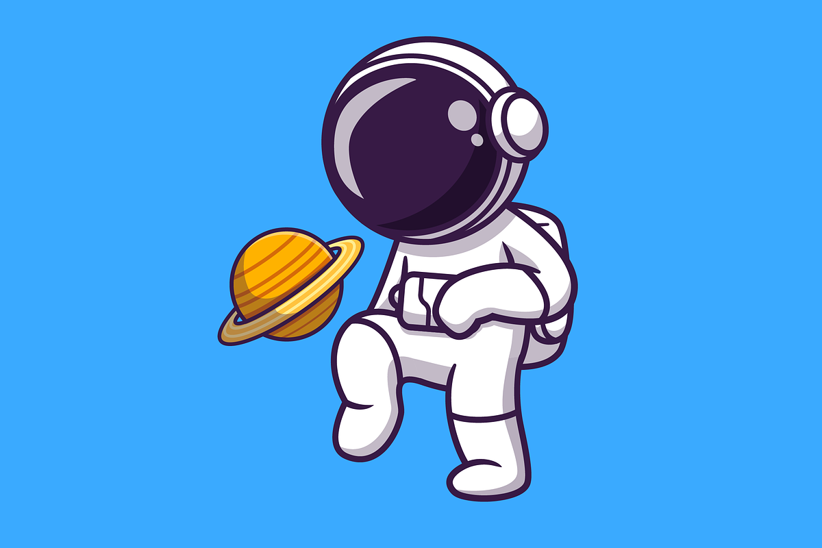 Cute Astronaut Playing Soccer Planet, a Technology Illustration by ...
