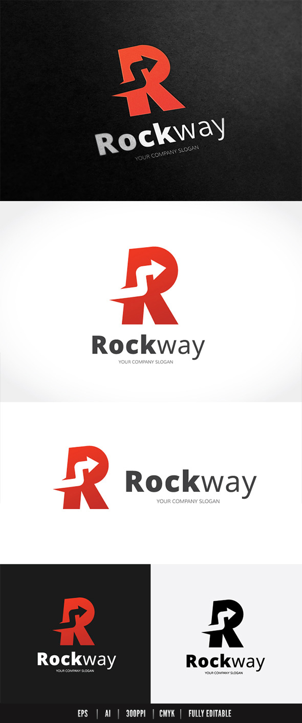 R Logo Rock Way logo, a Branding & Logo Template by Vectorwins Premium Shop