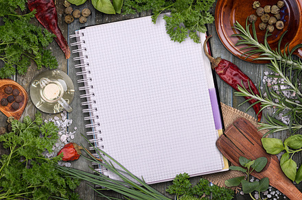 Open notebook with herbs, a Food & Drink Photo by Grafvision photography