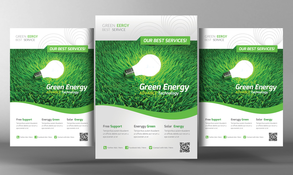 Green Energy Flyer Template, a Flyer Template by graphicforest
