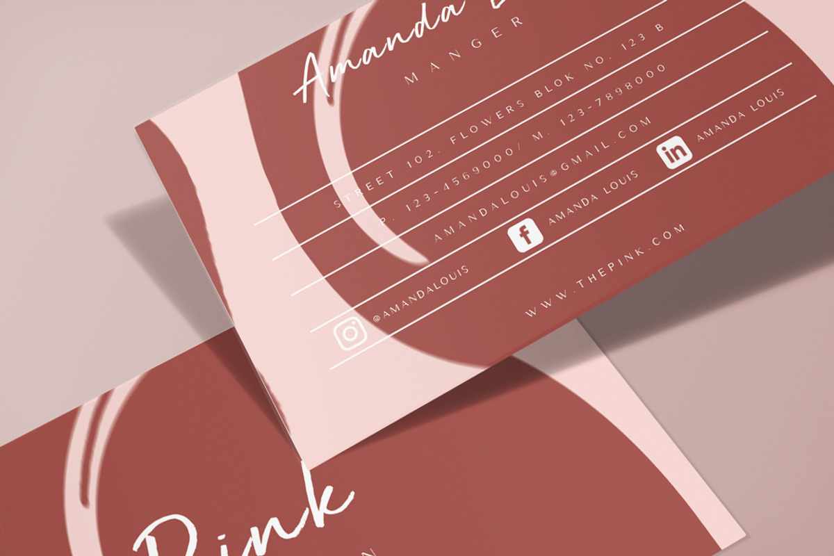THE PINK BUSINESS CARDS, a Business Card Template by rzkaamlya