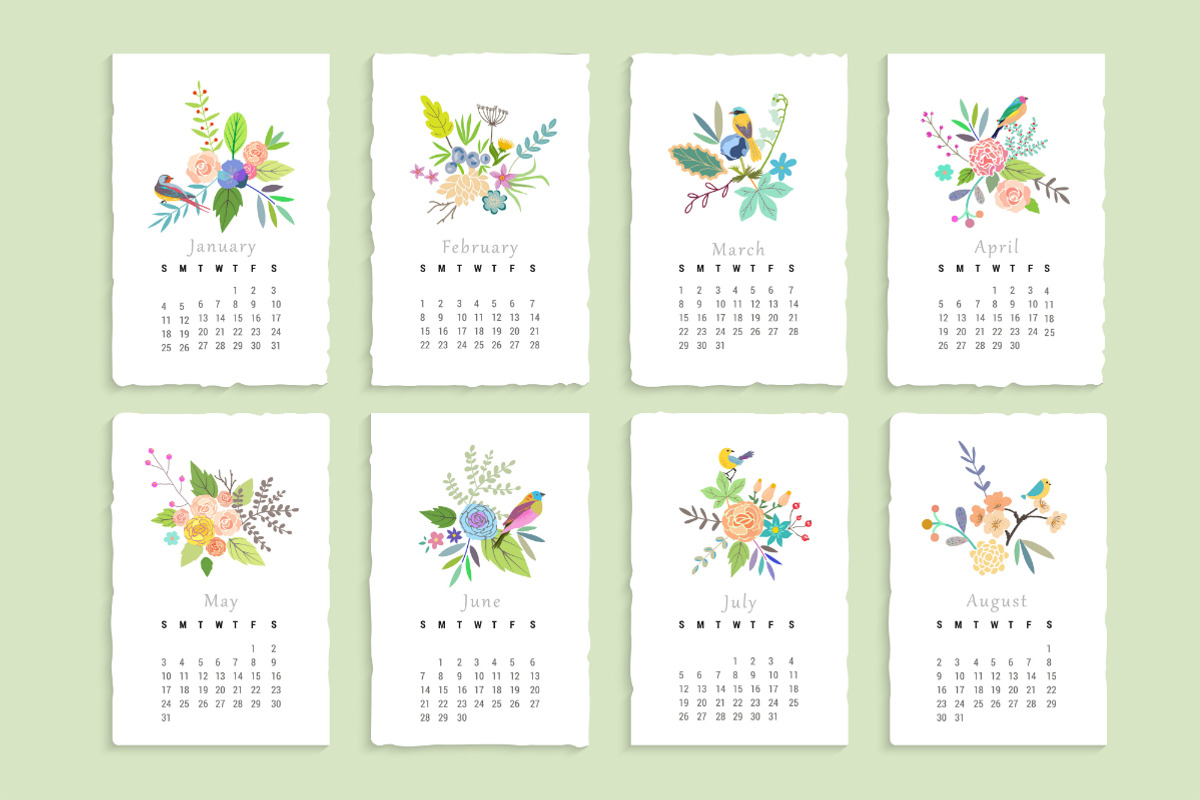 Calendar 2015. Flowers & Birds, an Illustration by Lera Efremova