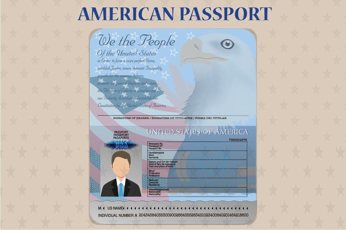 American Open Passport Vector | Work Illustrations ~ Creative Market