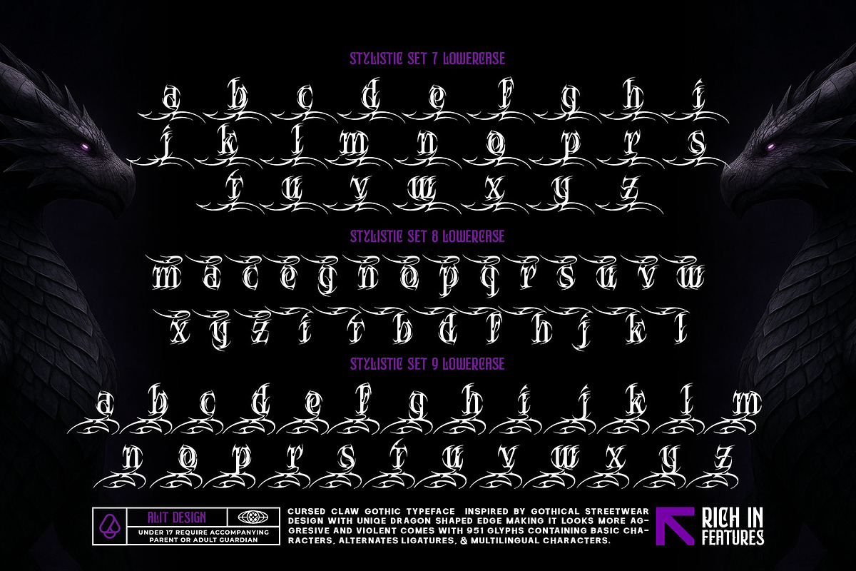 Cursed Claw Typeface, a Blackletter Font by alit design