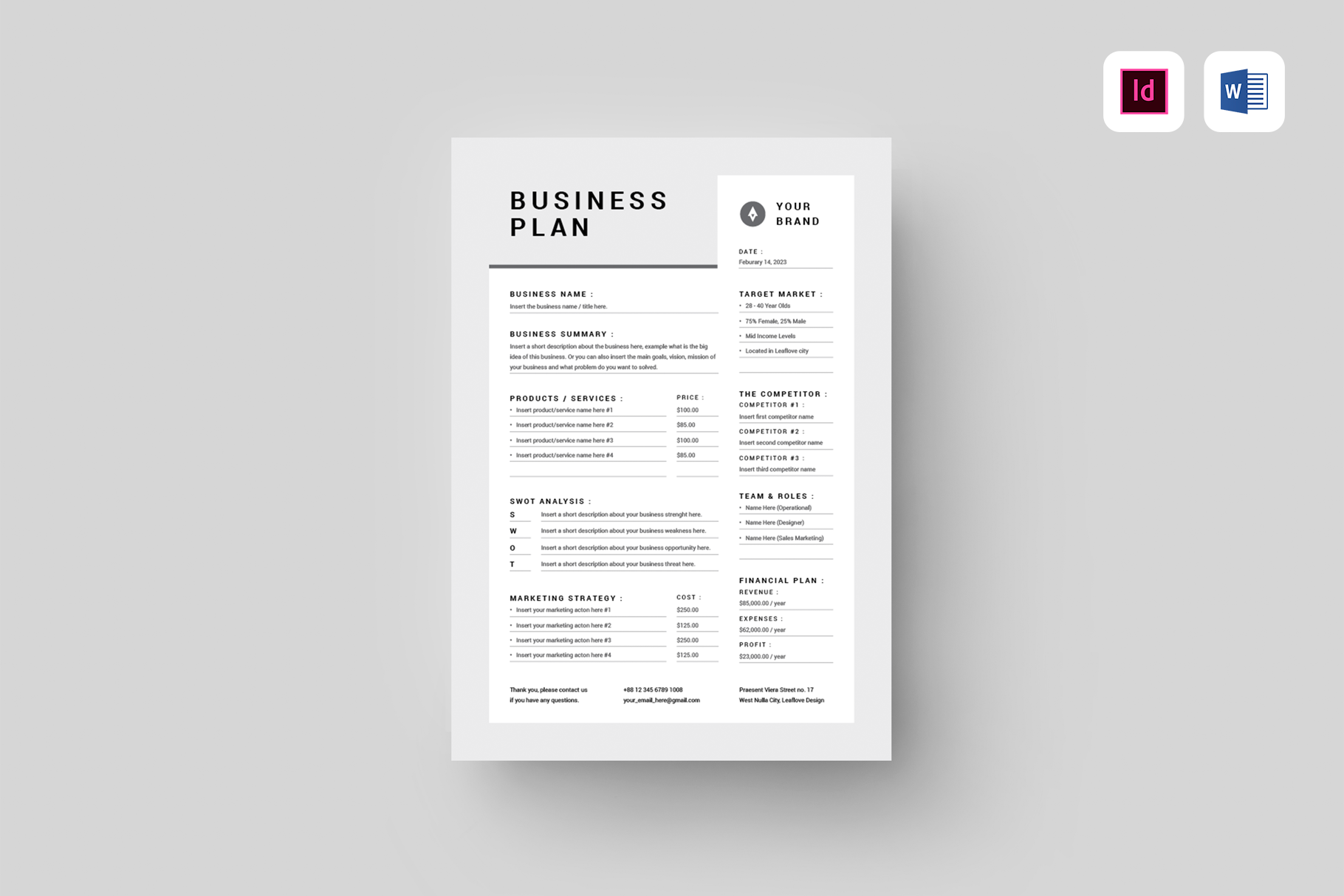 Business Plan | MS Word & Indesign, a Stationery Template by Leaflove