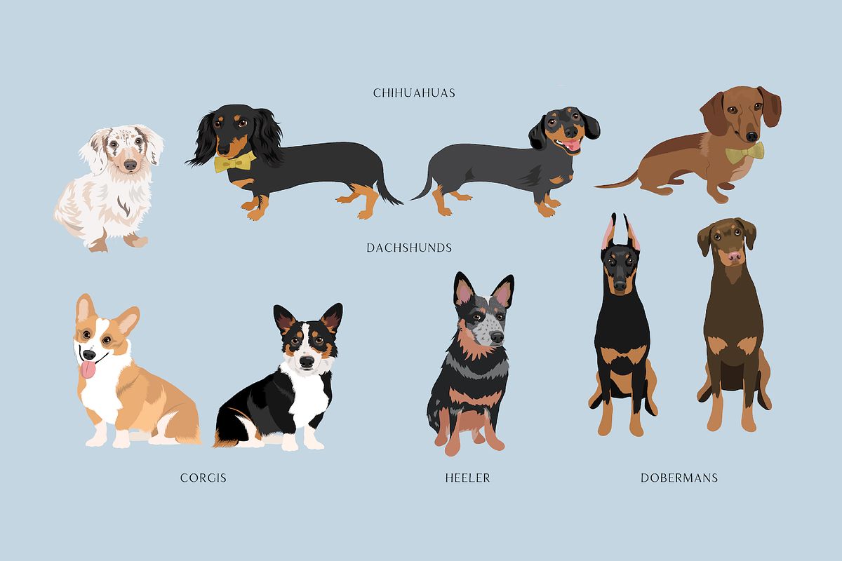 140 Dogs Clip Art Bundle Vector