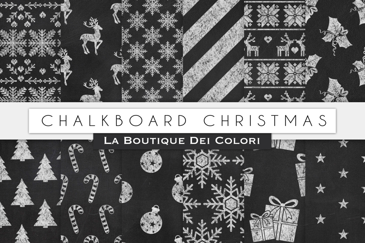 Chalkboard Christmas Digital Papers, a Texture Graphic by La Boutique ...