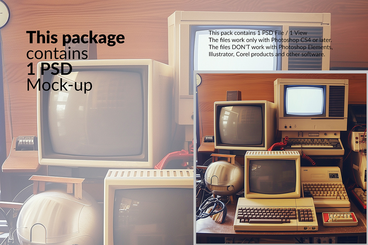 Vintage Computer Mockup, a Mac Mockup by mock-ups