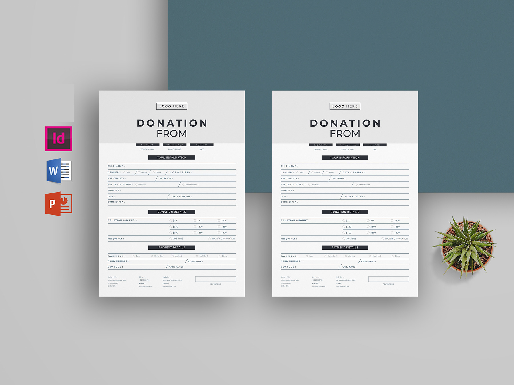 Donation Form | MS Word & Indesign, a Stationery Template by obayes