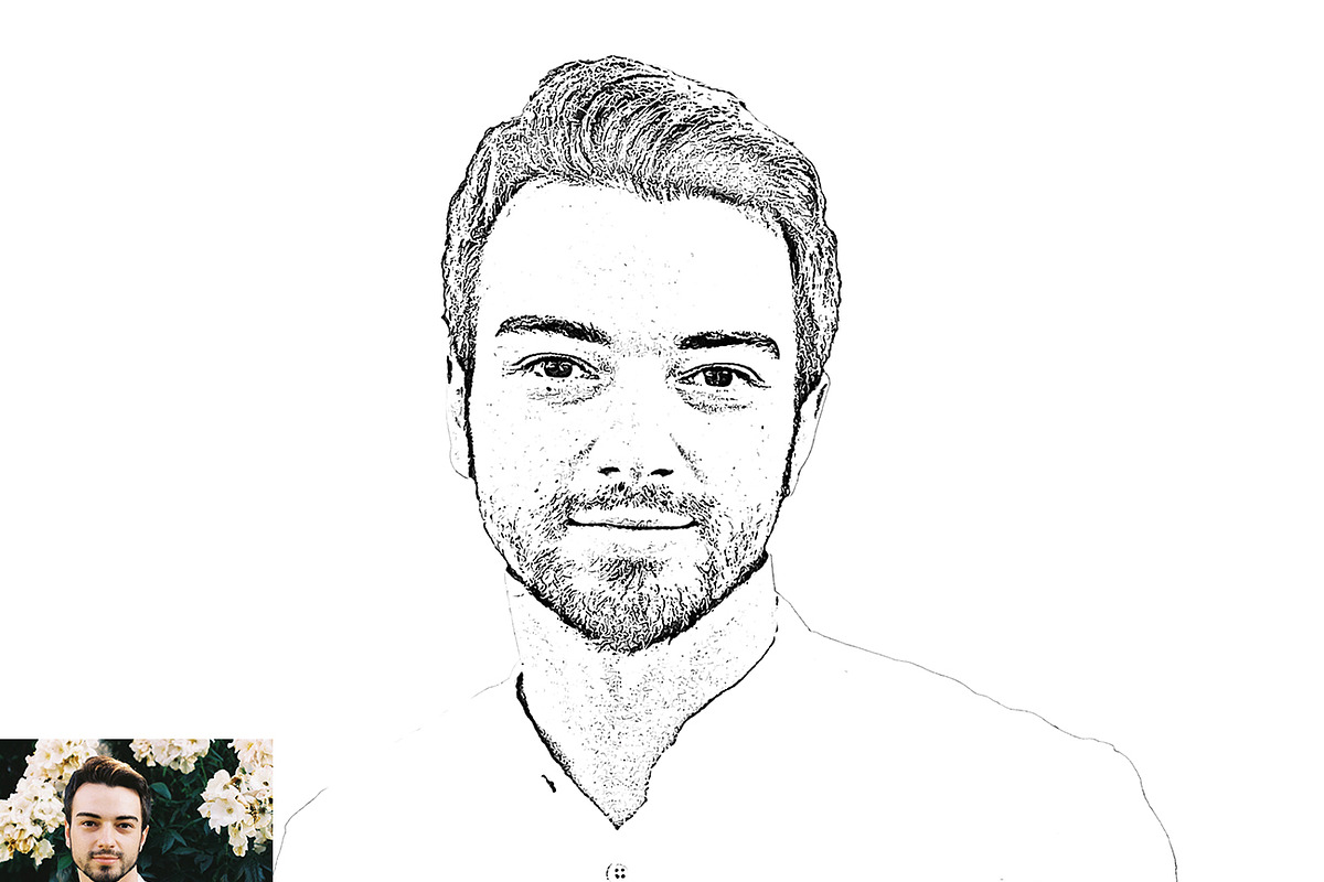 Outline Portrait Photoshop Action, an Action Add-On by Studio Retouch