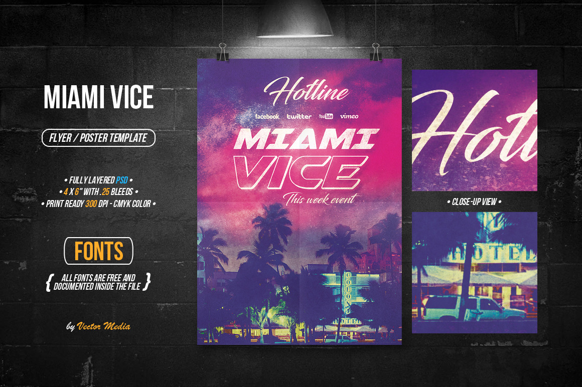Miami Vice - Flyer / Poster | Flyer Templates ~ Creative Market