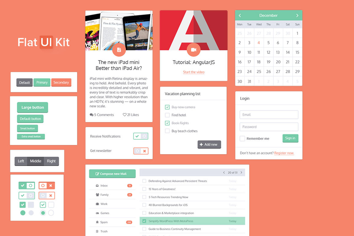Simple flat UI Kit v1.2 - updated, an UI Kit Template by creative px