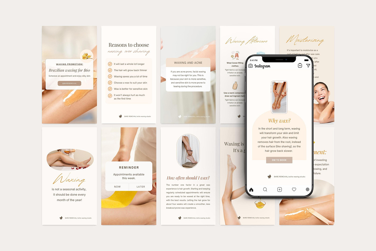 Canva Waxing Instagram templates, a Social Media Template by ...
