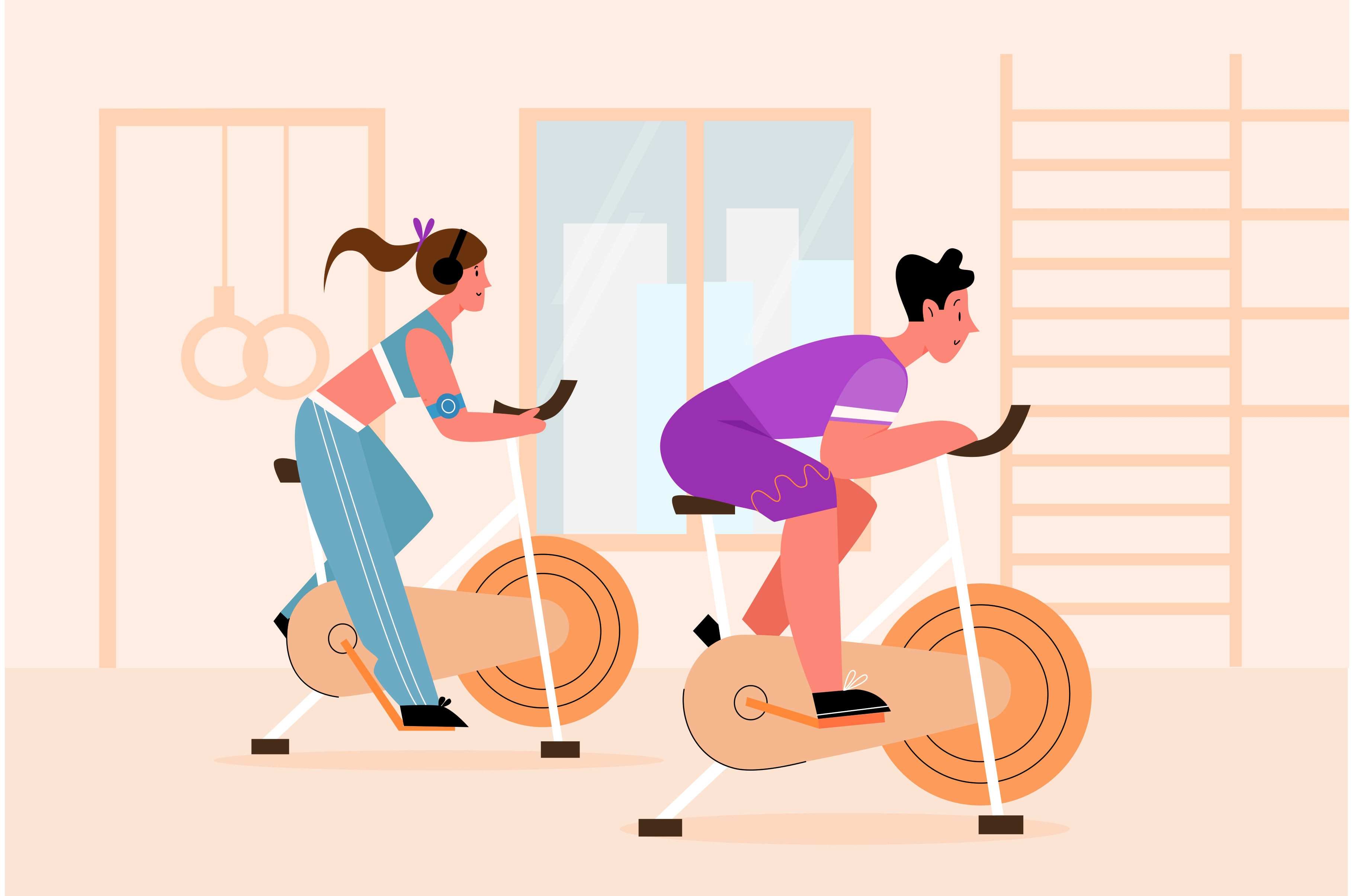 Exercise bike, training apparatus, a Healthcare Illustration by Flashvector