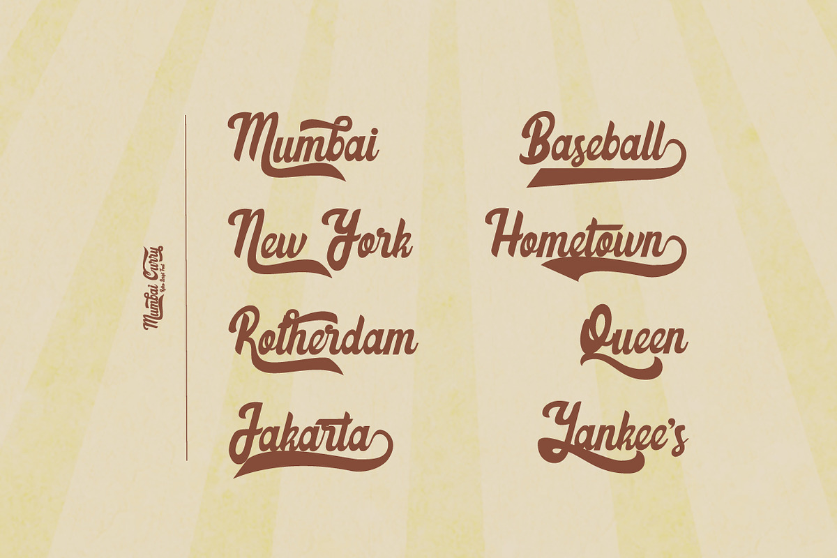 Mumbai Curry vintages font Script