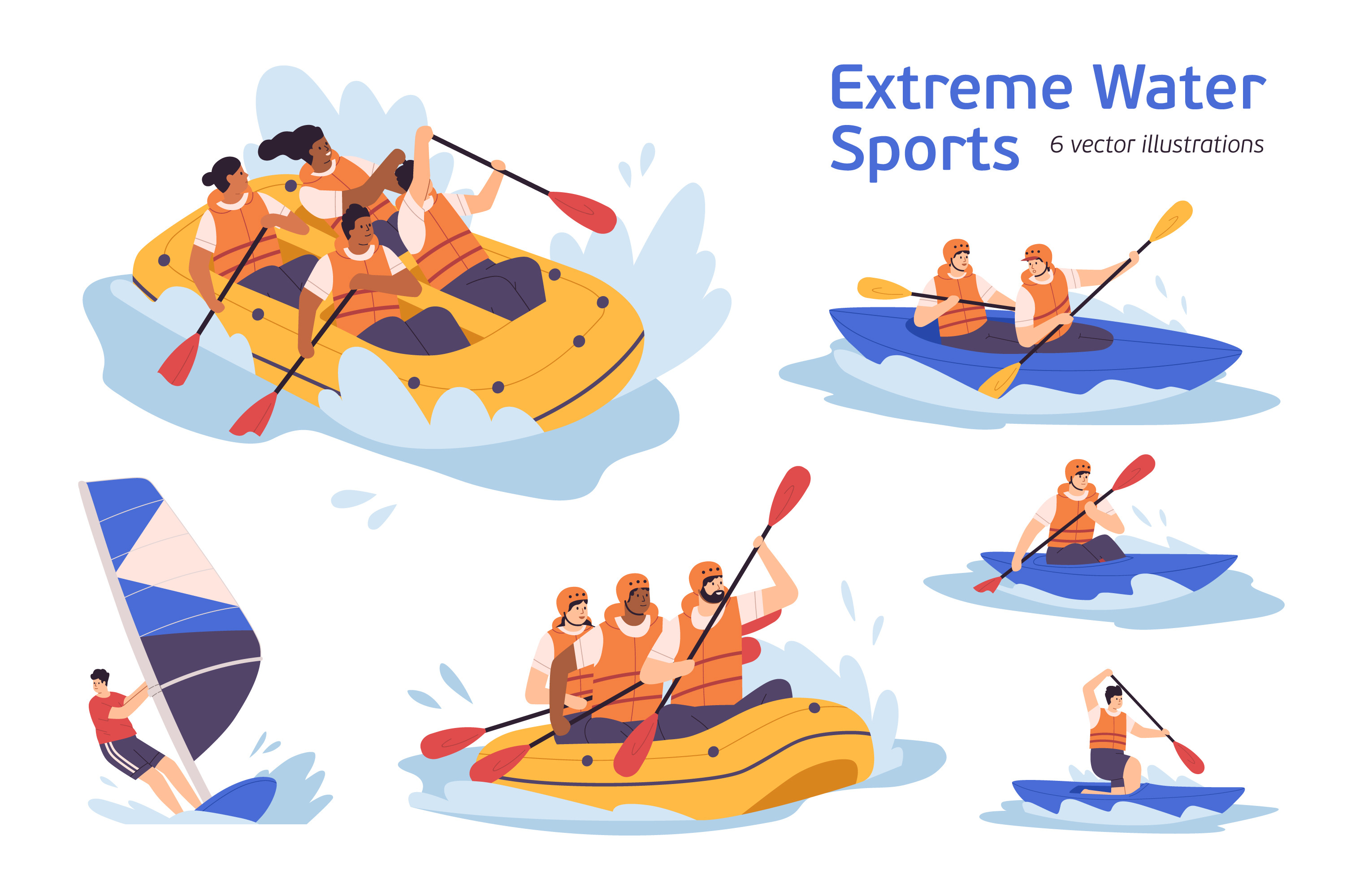 People doing extreme water sports, a Person Illustration by Good Studio