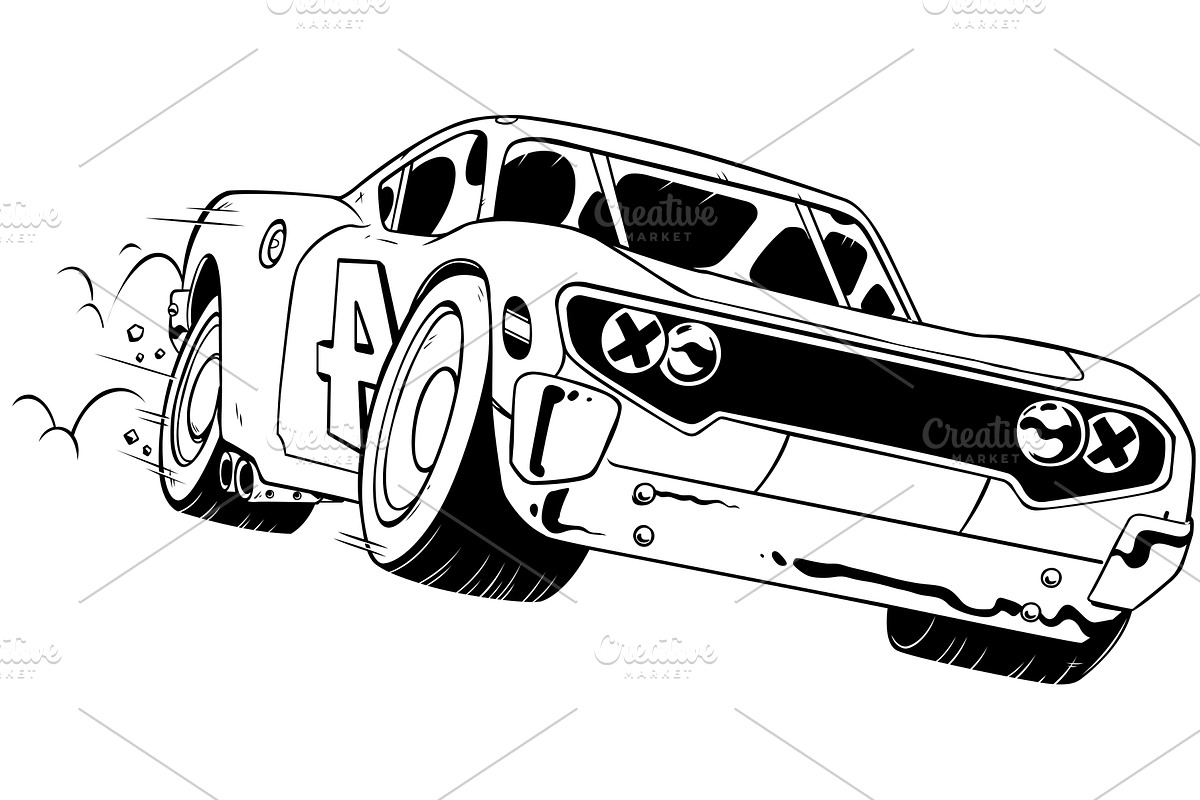 Race Car Line Art, a Sport Illustration by Malchev | Creative Market