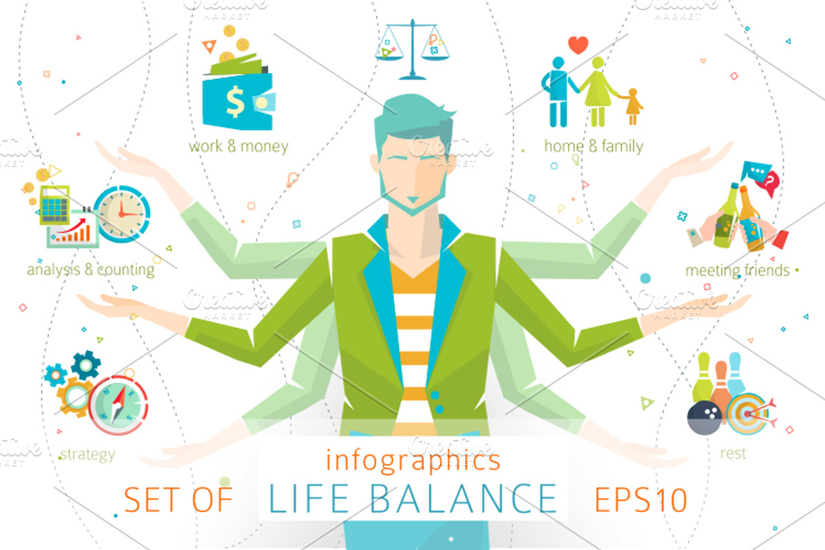 Infographics: Man Life Balance, a Healthcare Illustration by ArtoJoy