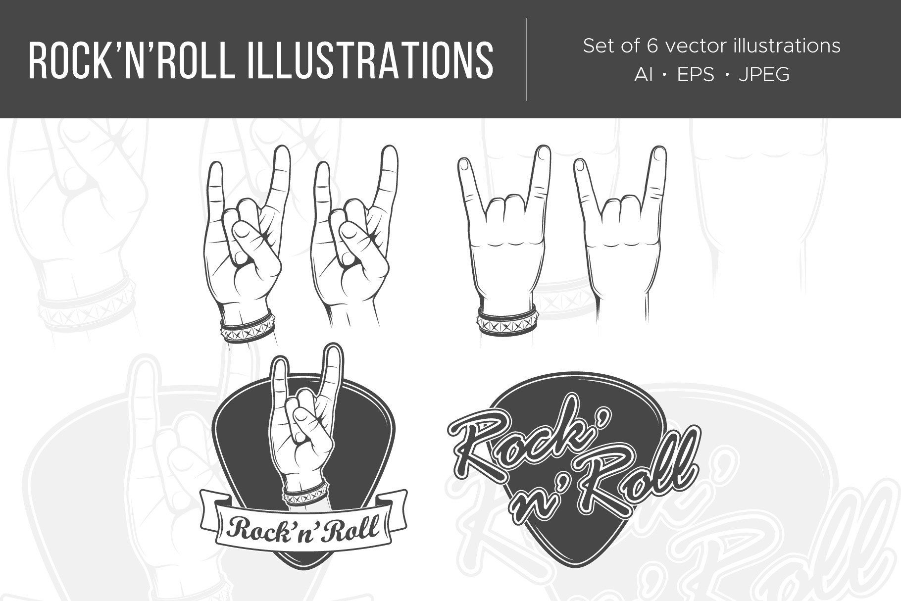 Rock'n'roll emblems | Illustrations ~ Creative Market