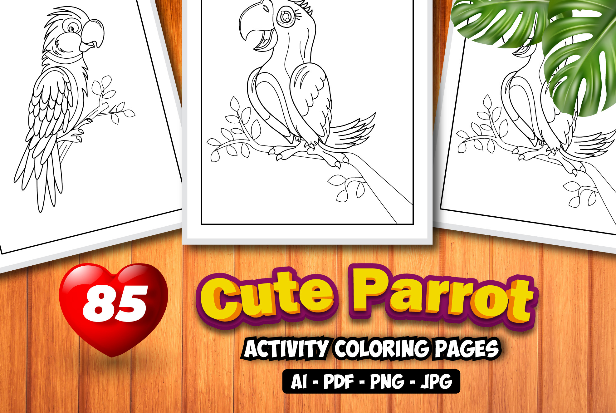 85 Cute Parrot Vector Activity Pages, an Illustration by Blue Digital ...