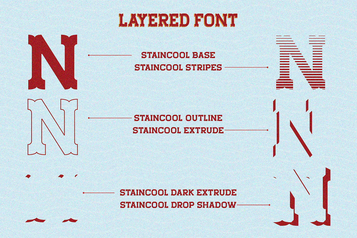 Staincool - Layered Font, a Sans Serif Font by ViactionType