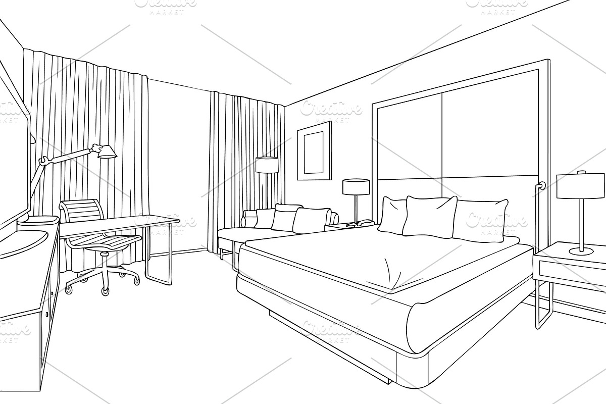 Bedroom & Living Room Line Art Vol 3, an Illustration by Graphic Cook
