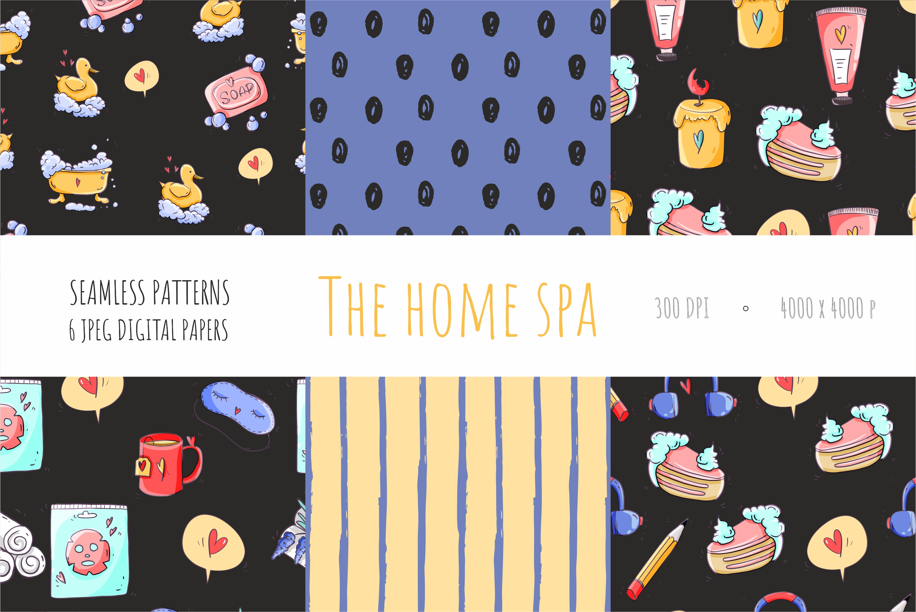 Spa Digital Paper Self care Pattern, a Pattern Graphic by uea-design