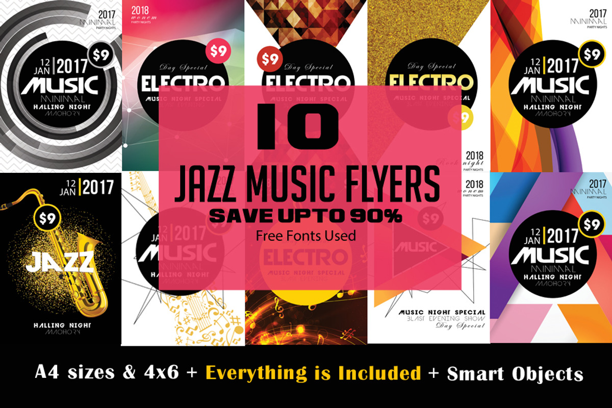 10 Electro Music Flyer Bundle Vol:05, a Flyer Template by Design Up
