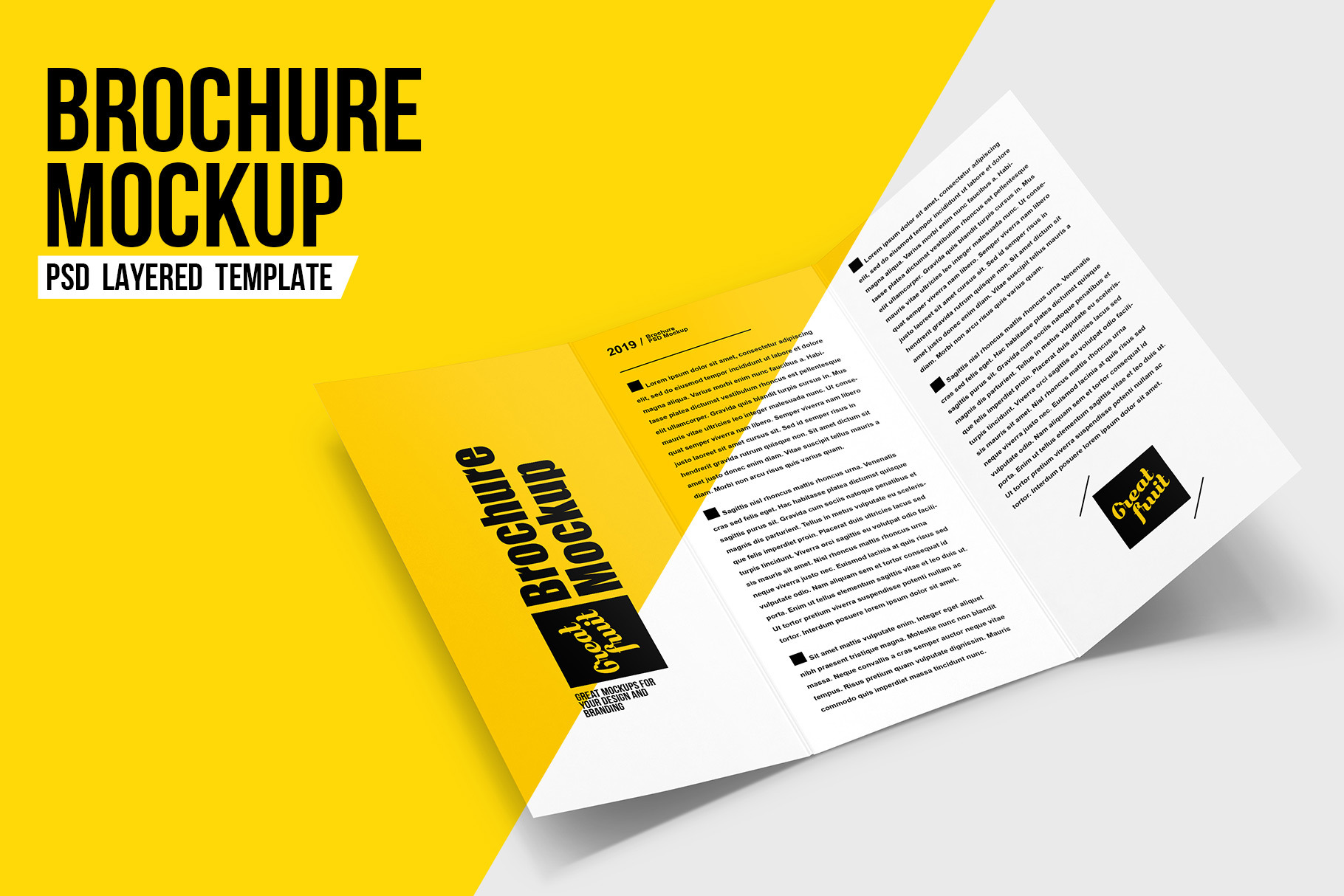 Brochure Leaflet PSD Mockup, a Print Template by GreatFruit