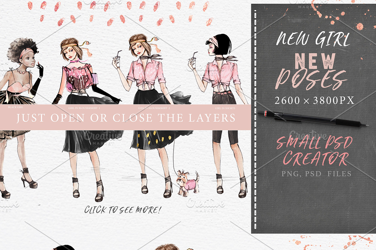 GIRLS AND PATTERNS, a Texture Illustration by Alisa Mikibith Art