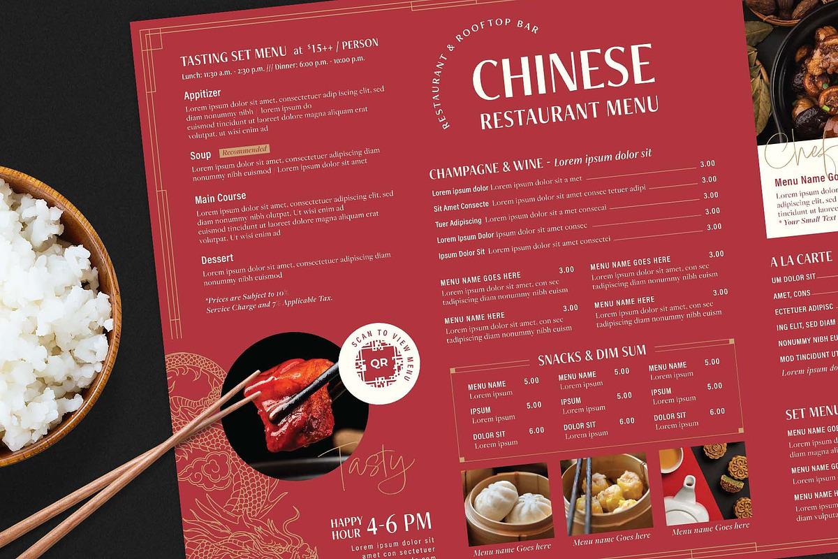 Chinese Restaurant Menu Layout, a Flyer Template by BrandPacks
