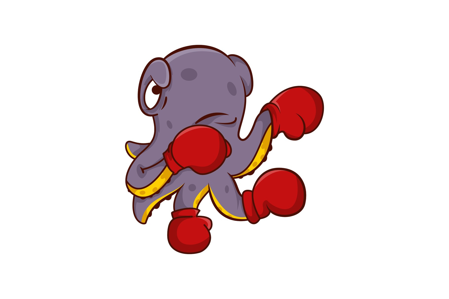 Purple octopus with red boxing, an Animal Illustration by TopVectors