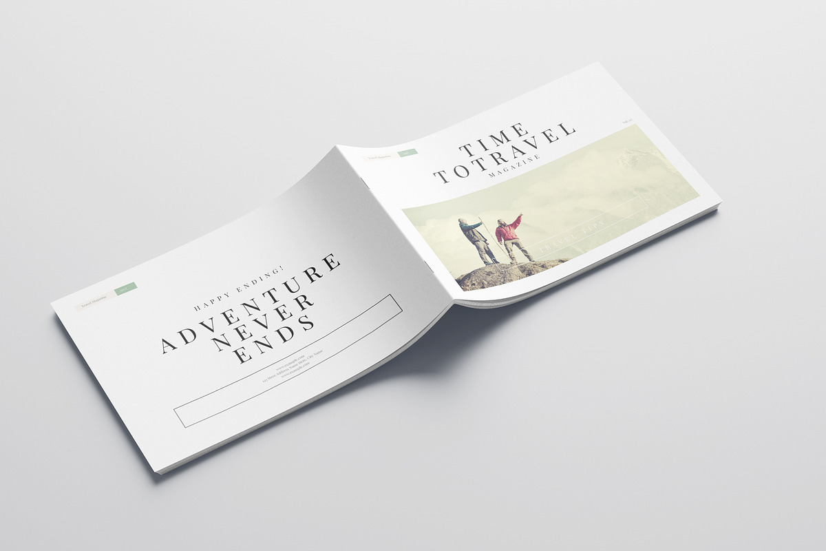 Travel Magazine Landscape Template, a Magazine Template by Pixelpick