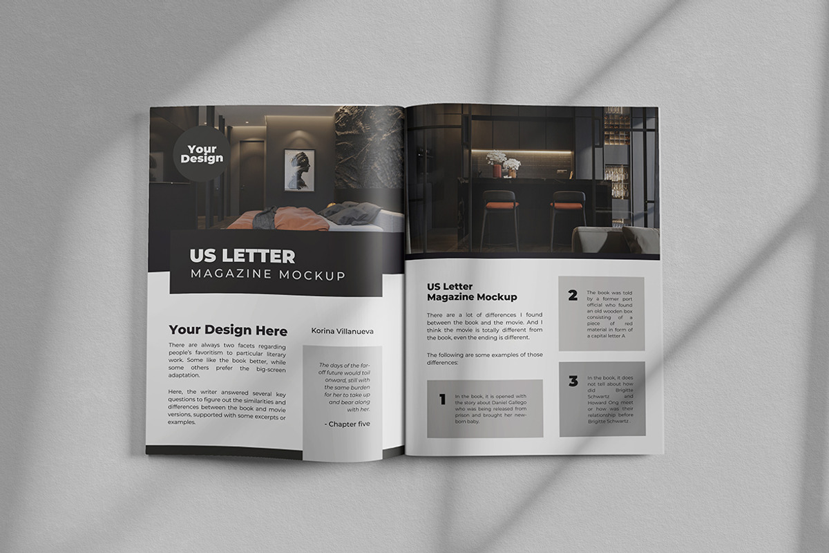 US Letter Magazine Mockup, a Print Template by Indah