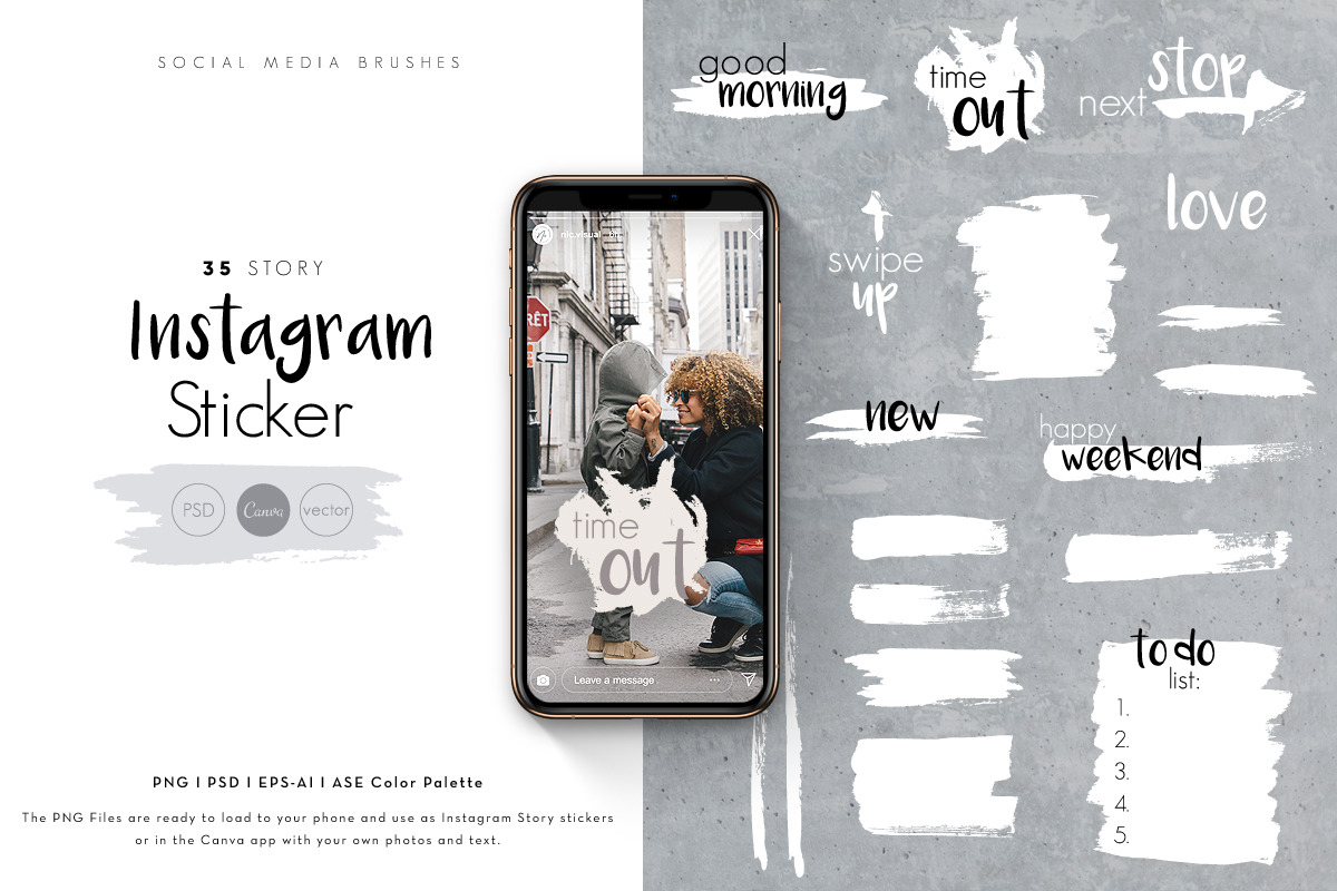 Instagram story sticker - 35 brushes | Social Media Templates ...