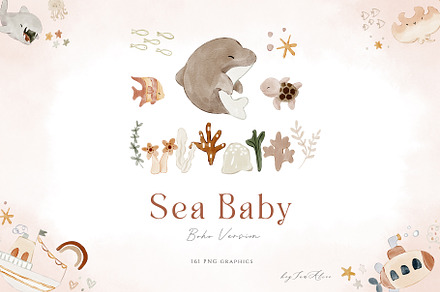 Cute sea animals clip art set | Animal Illustrations ~ Creative Market