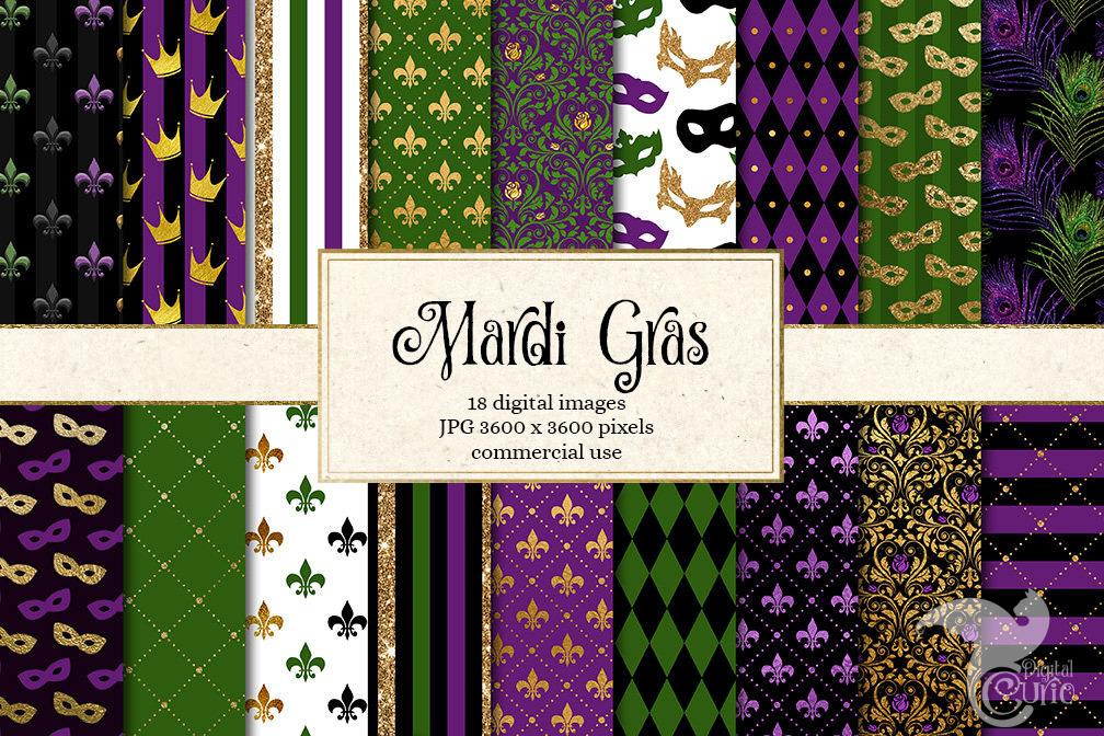 Mardi Gras Digital Paper, a Texture Graphic by Digital Curio | Creative ...